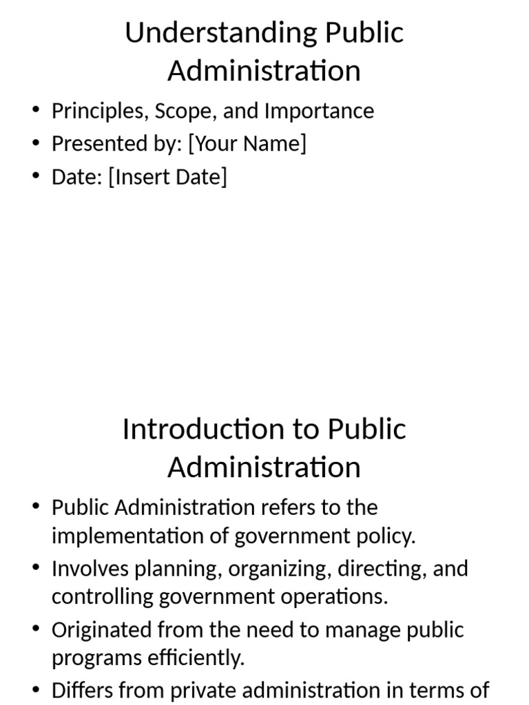 Understanding Public Administration Presentation | PDF