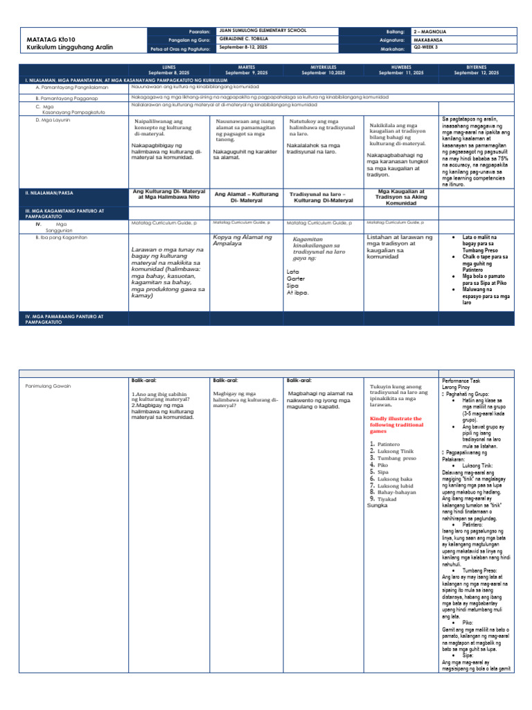 DLL Q2 WEEK3 MAKABANSA Sept. 8 12 2025 | PDF