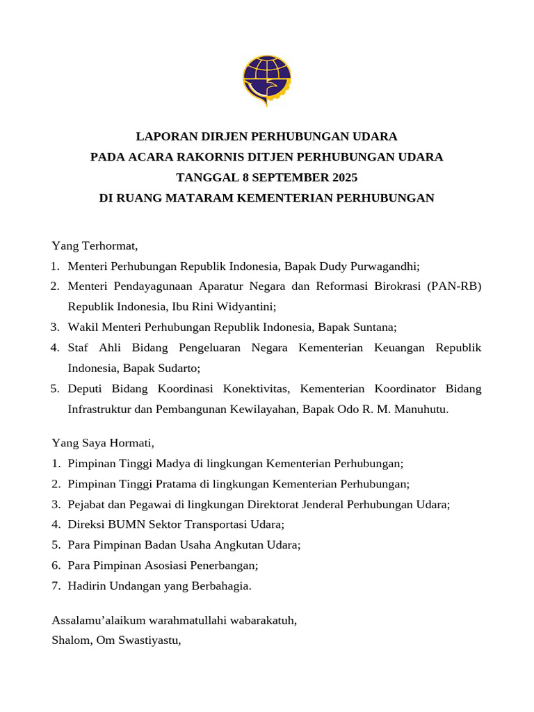 Rakornis Perhubungan Udara 2025 | PDF