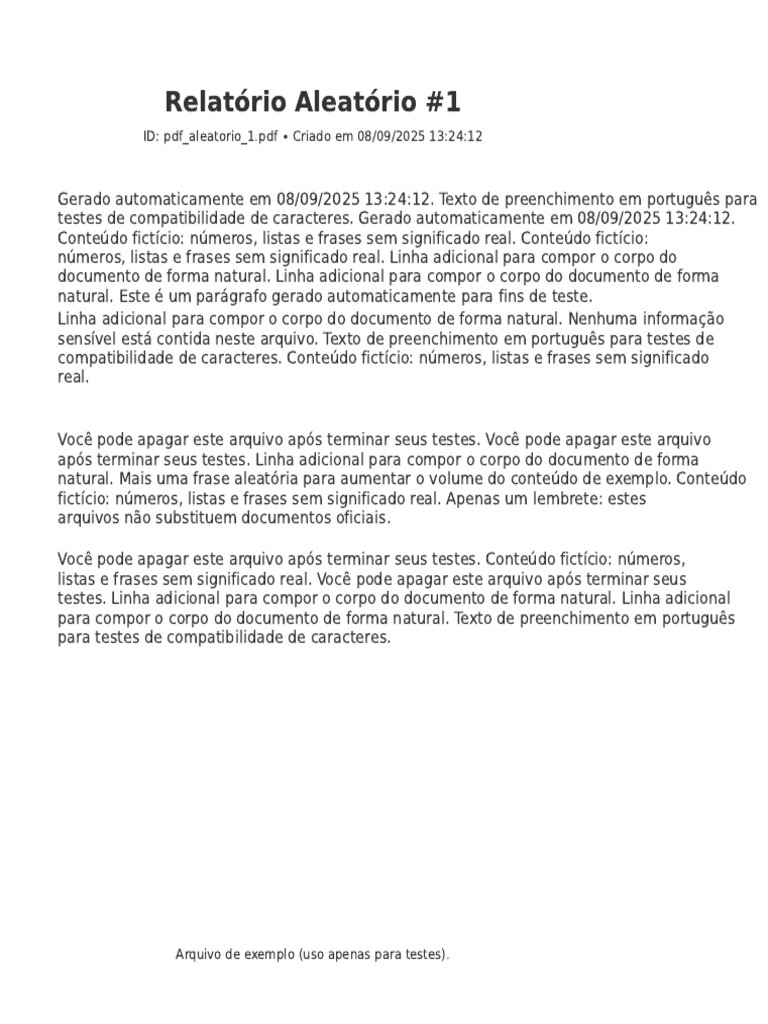 Relatório de Texto Aleatório | PDF