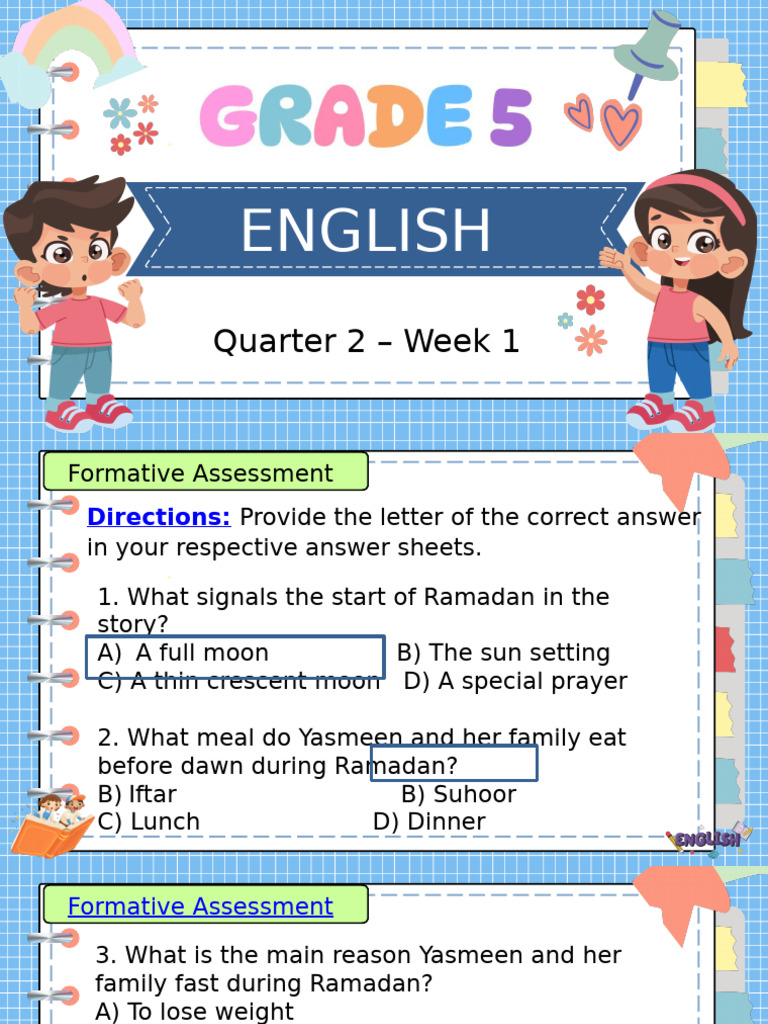ENGLISH 5 Q2 Week 1 (Asessment) | PDF