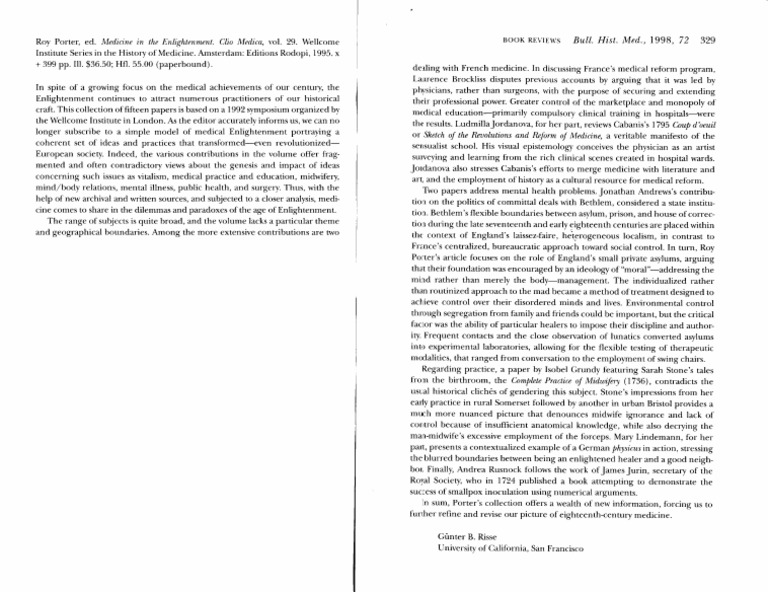 Roy Porter Ed Medicine in The Enlightenm | PDF