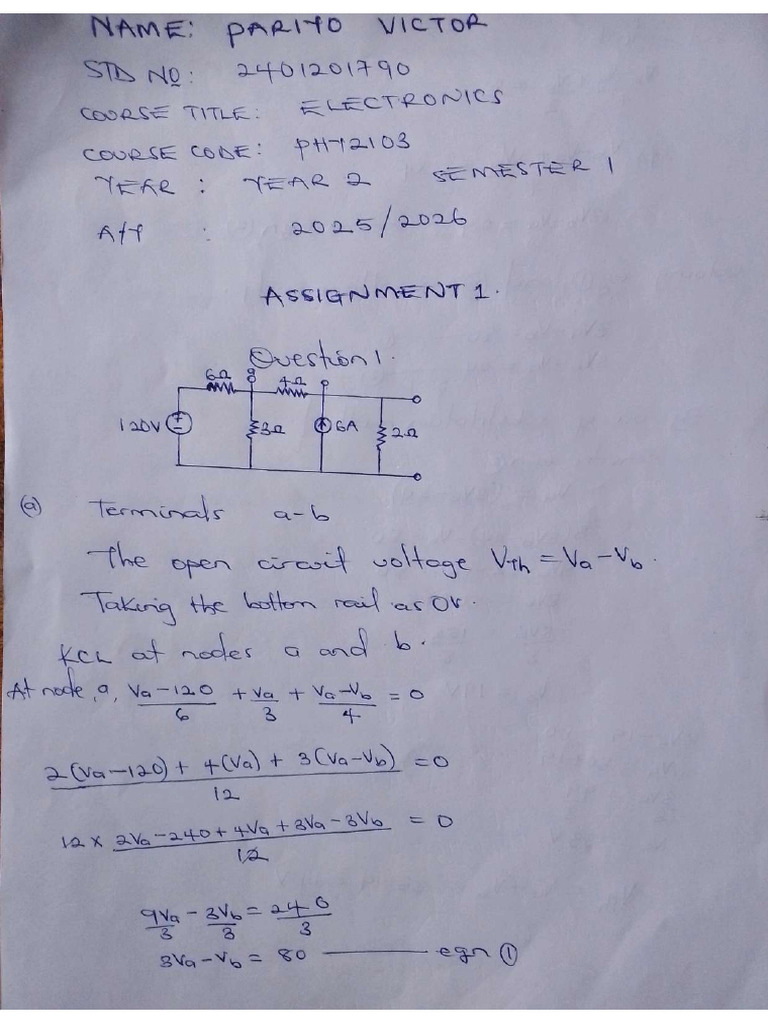 Electronics Assignment 1 Pariyo Victor 2401201790-Compressed | PDF