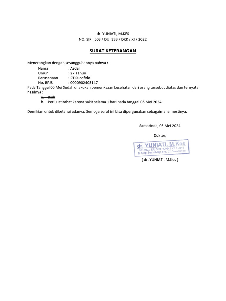 Surat Dokter Amel | PDF