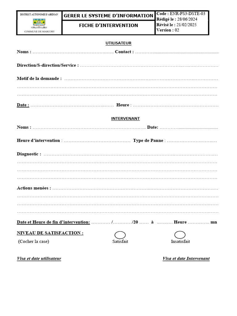 Fiche D'intervention Version2 | PDF