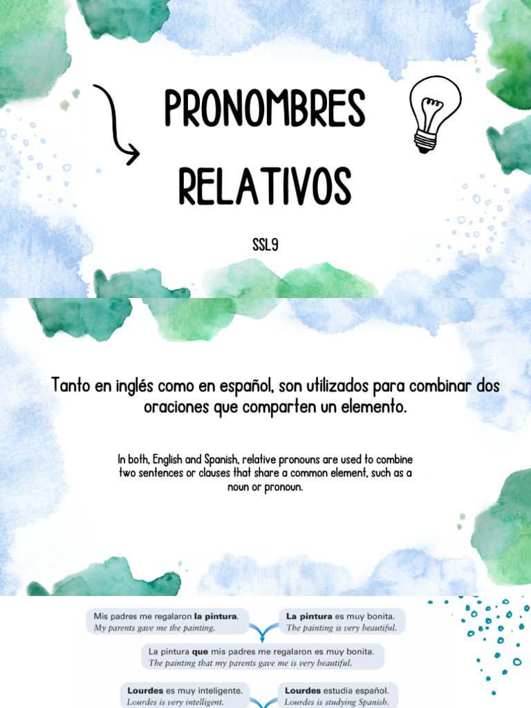 Pronombres Relativos | PDF | Mecánica del lenguaje | Unidades Semánticas