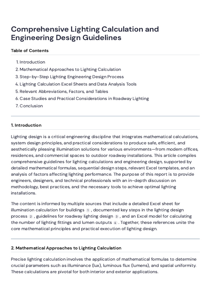 Lighting Calculation Design Guidelines | PDF | Lighting
