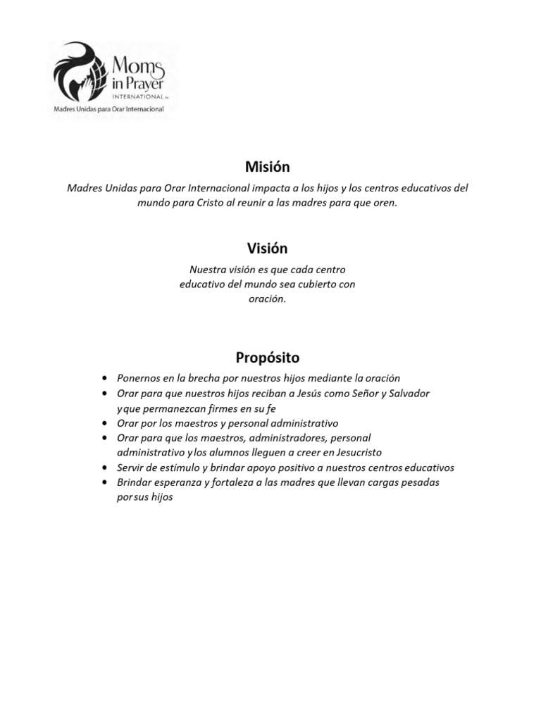 Mission Vision Purpose Spanish 2020 | PDF