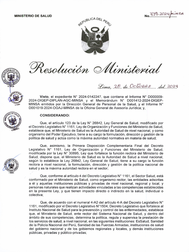 RM 739-2024-MINSA Dia Del Tecnico Enfermeria | PDF