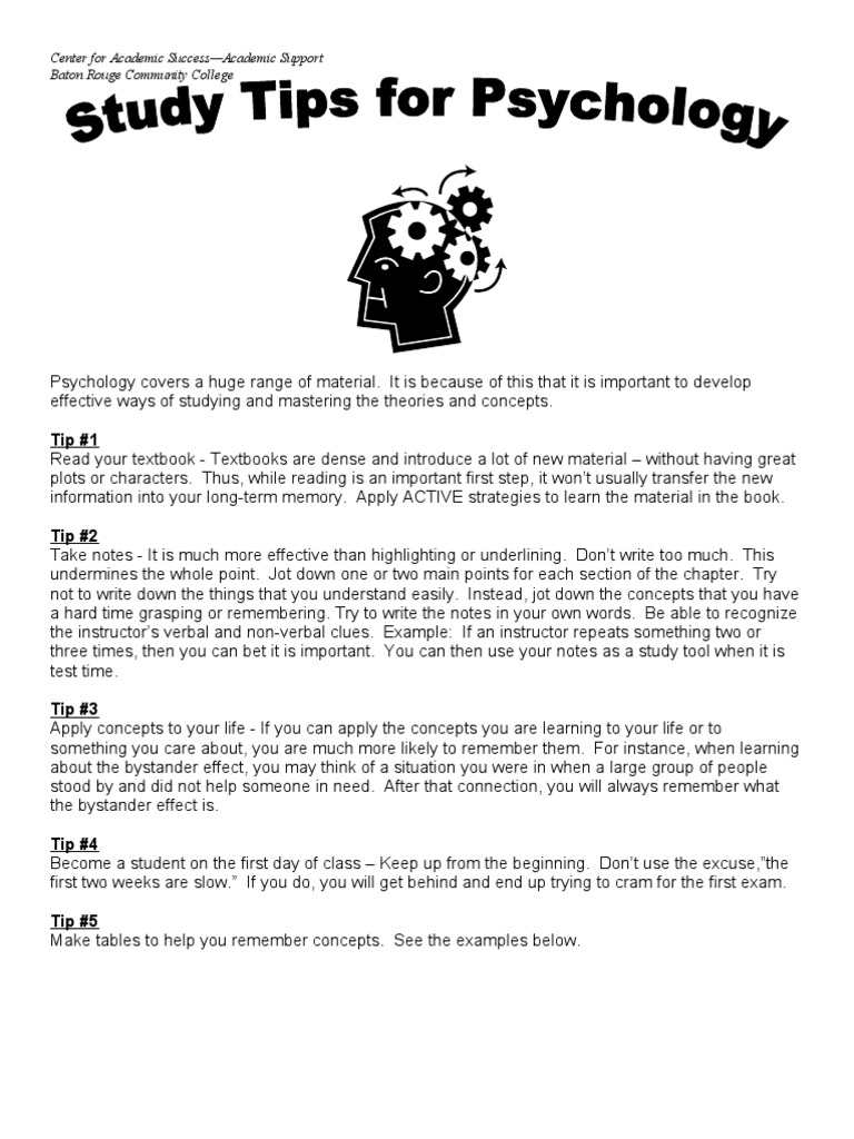 Psychology Study Tips | PDF | Reinforcement | Psychology