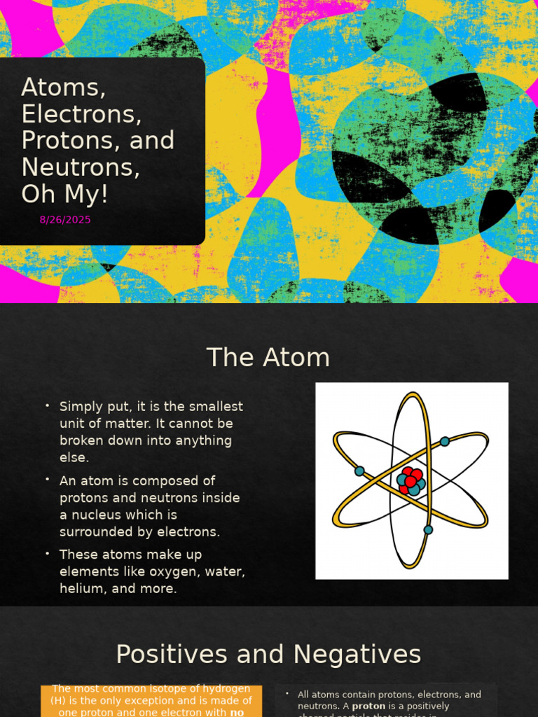 Atoms, Electrons, Protons, and Neutrons | PDF | Atoms | Proton