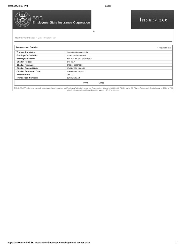 Esic Challan 3 | PDF