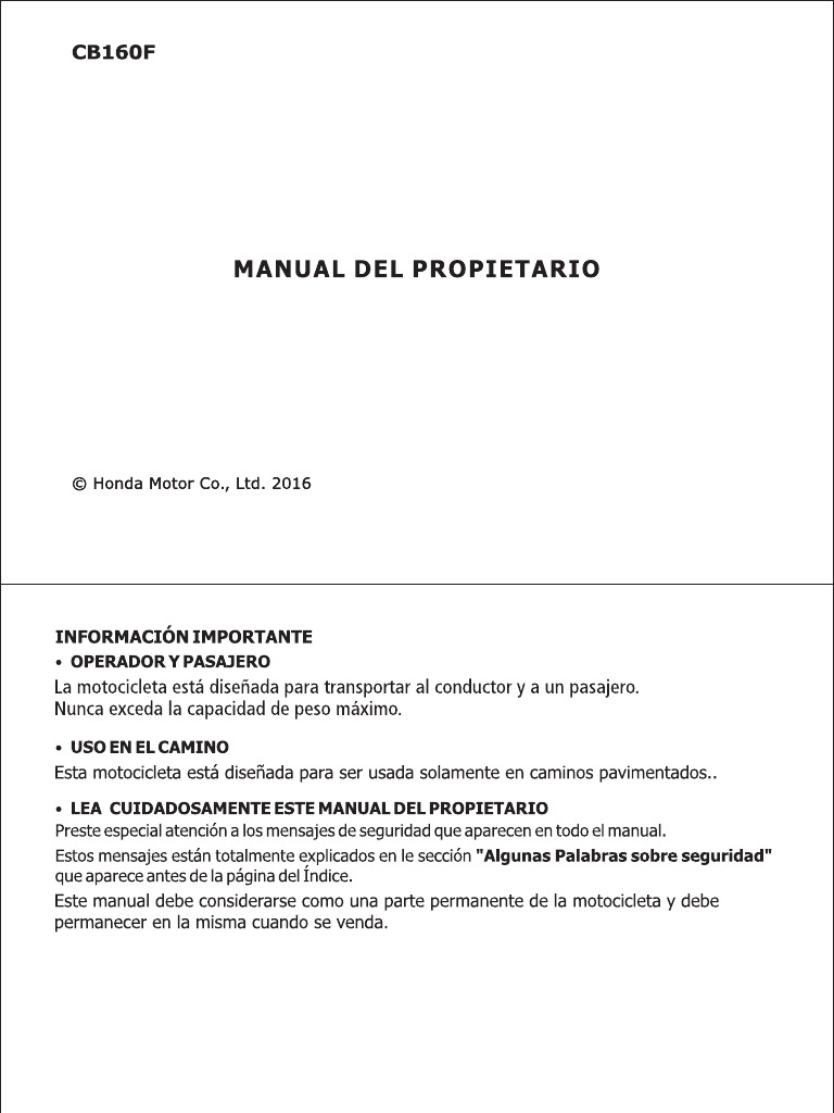 Manual Cb160f DLX | PDF