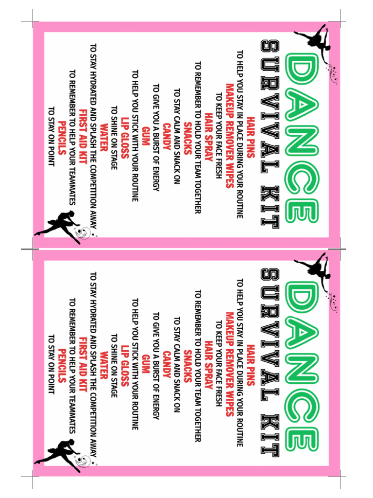 Dance Competition Survival Kit No Ned I Table | PDF