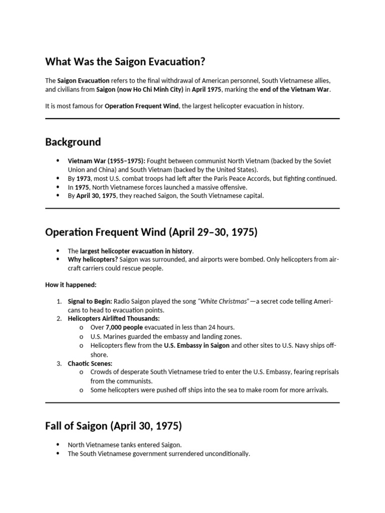 Saigon Evacuation: Operation Frequent Wind | PDF | South Vietnam | Ho ...