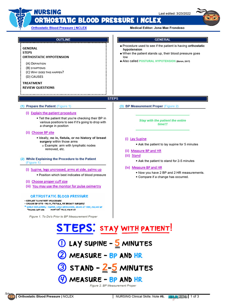 Nursing Clinical Skills 006 Orthostatic Blood Pressure | PDF | Blood ...