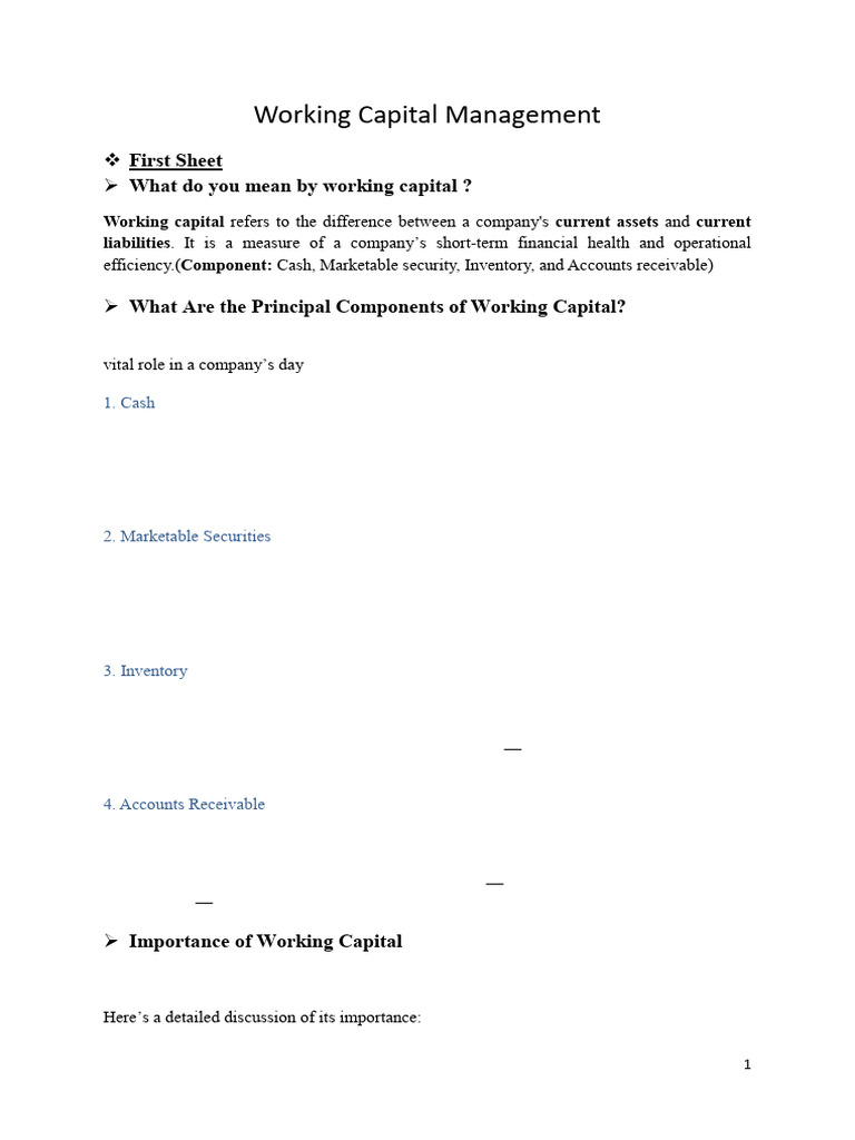 Working Capital Management | PDF | Working Capital | Inventory