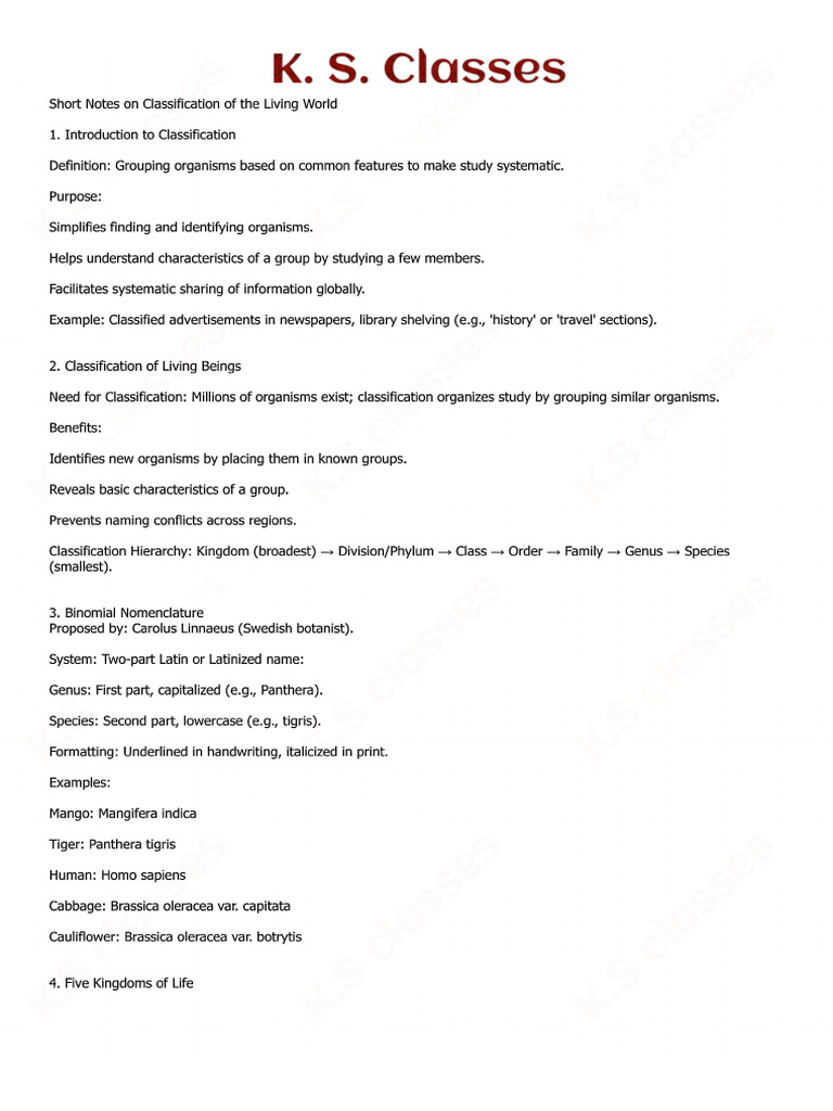 Classification of Organisms | PDF