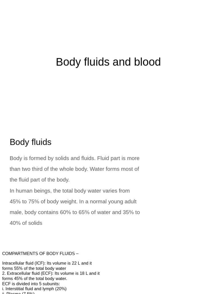 Body Fluids and Blood | PDF | Lymph Node | Coagulation