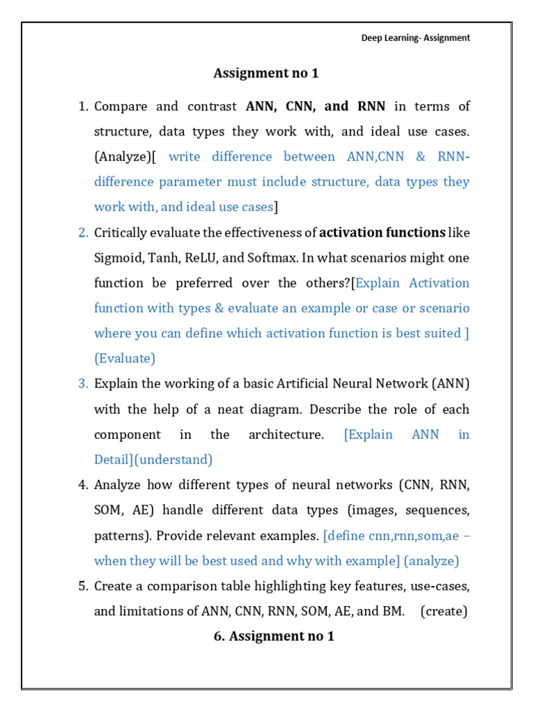 Deep Learning - Assignment No 1 and 2 | PDF