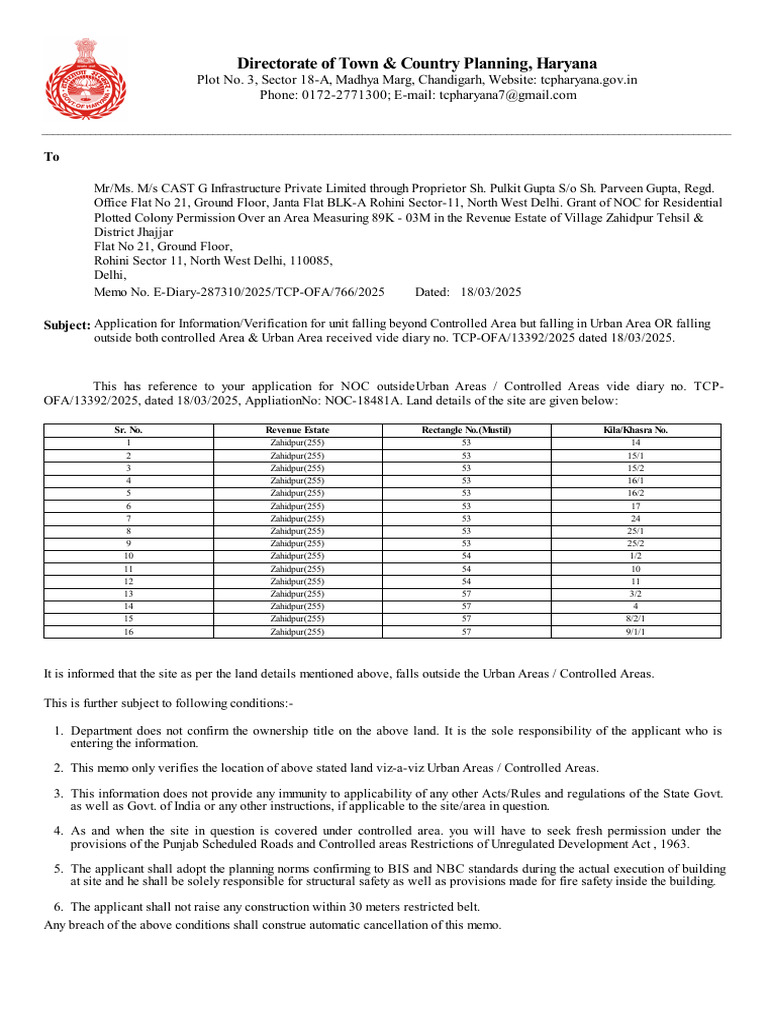 Suraksha Enclave Township Phase-I NOC Licence | PDF