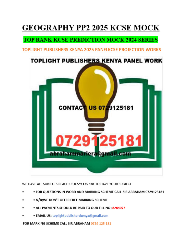 Geography Pp2 2025 Kcse Mock | PDF | Kenya | Agriculture