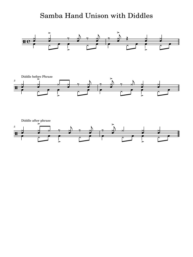 Samba Hand Unison With Diddles | PDF