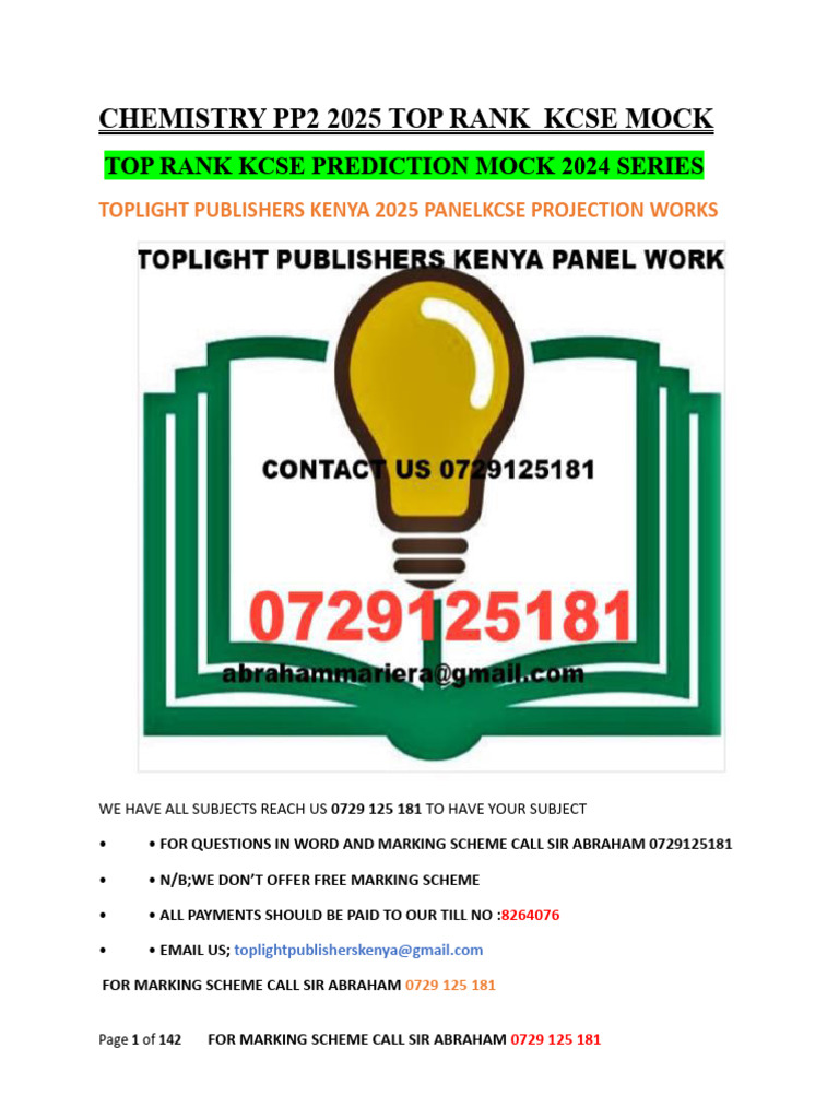 KCSE Chemistry PP2 Predictions 2025 | PDF | Magnesium | Combustion