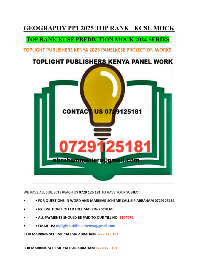 KCSE 2025 Geography Paper 1 Predictions | PDF | Rock (Geology) | Volcanism