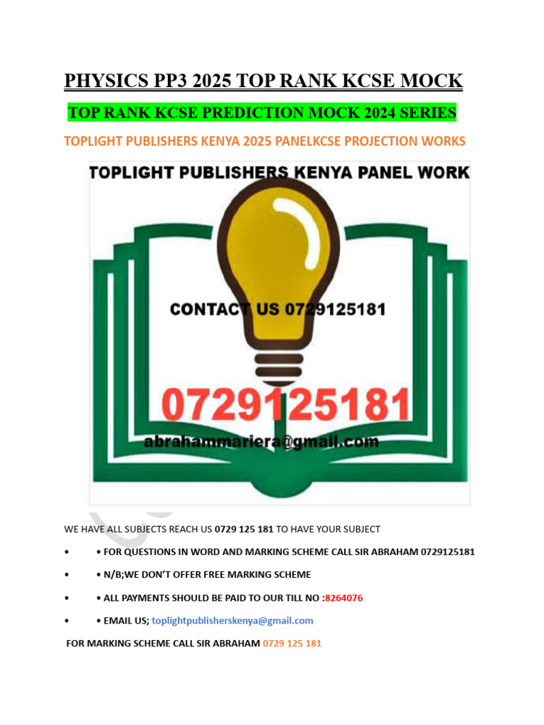 Physics Pp3 2025 Top Rank Kcse Mock | PDF