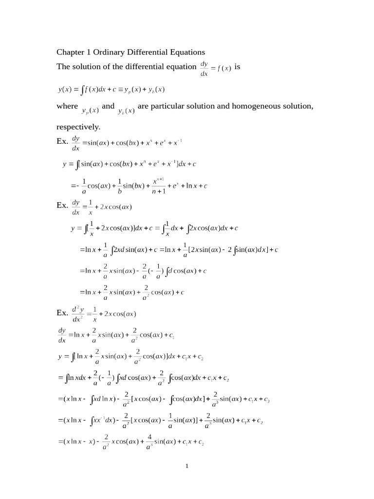 Chapter 1 Ordinary D.E. | PDF | Equations | Differential Equations