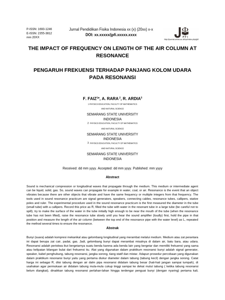 Frequency Effects on Air Column Resonance | PDF | Sound | Frequency
