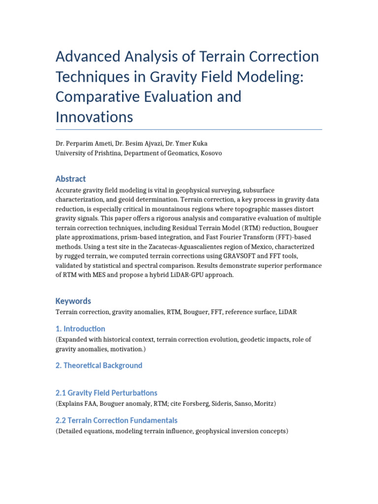 Terrain Correction Techniques in Gravity Modeling | PDF | Geodesy ...