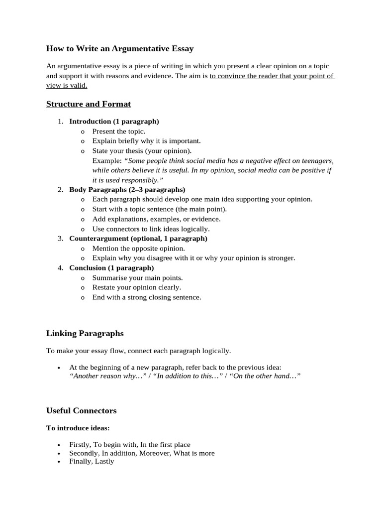 Guide to Writing Argumentative Essays | PDF
