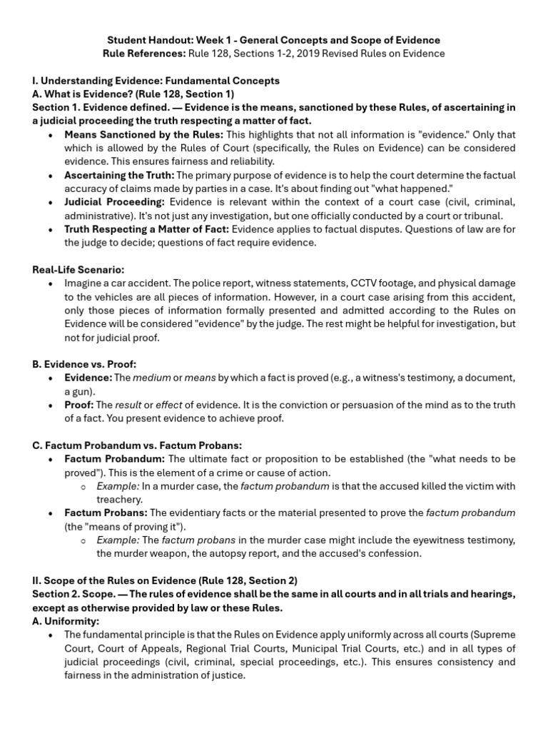 Understanding Evidence: Key Concepts | PDF | Evidence (Law) | Witness