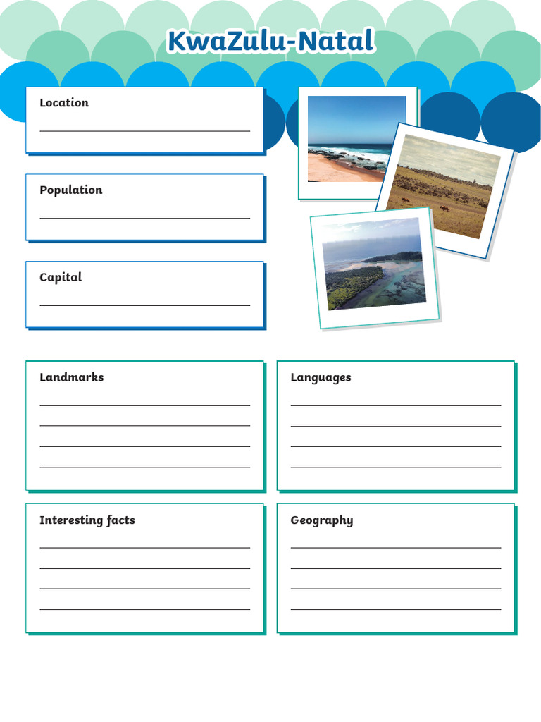 Kwa-Zulu Natal Province Fact File Worksheet | PDF