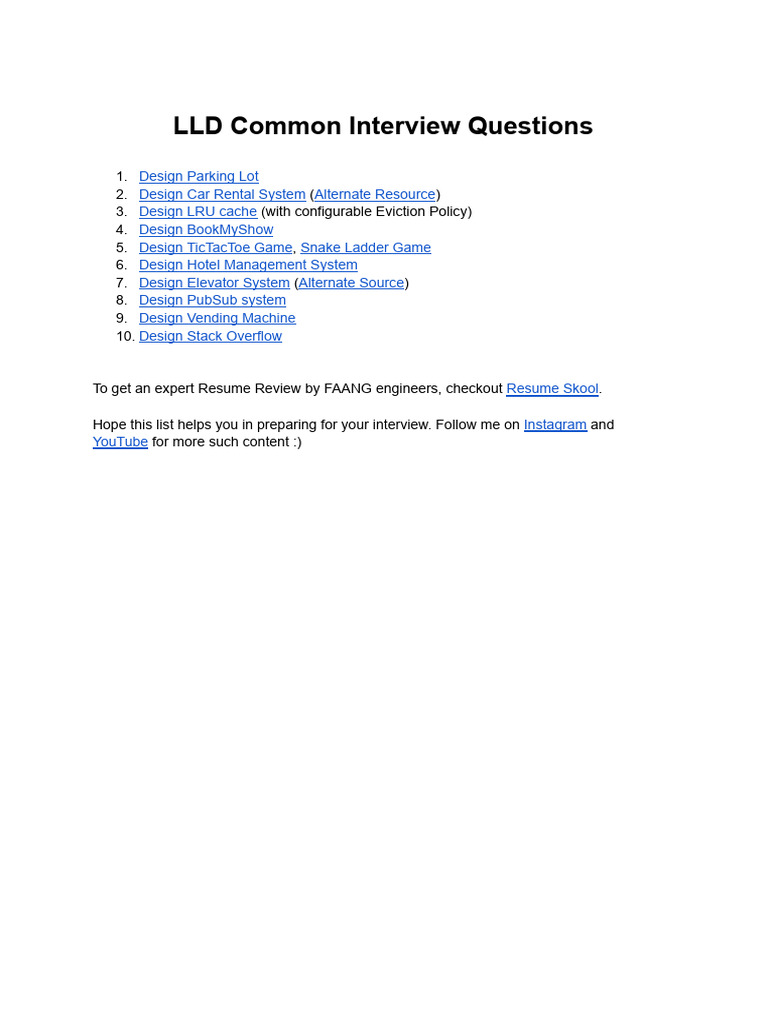 LLD Common Interview Questions | PDF