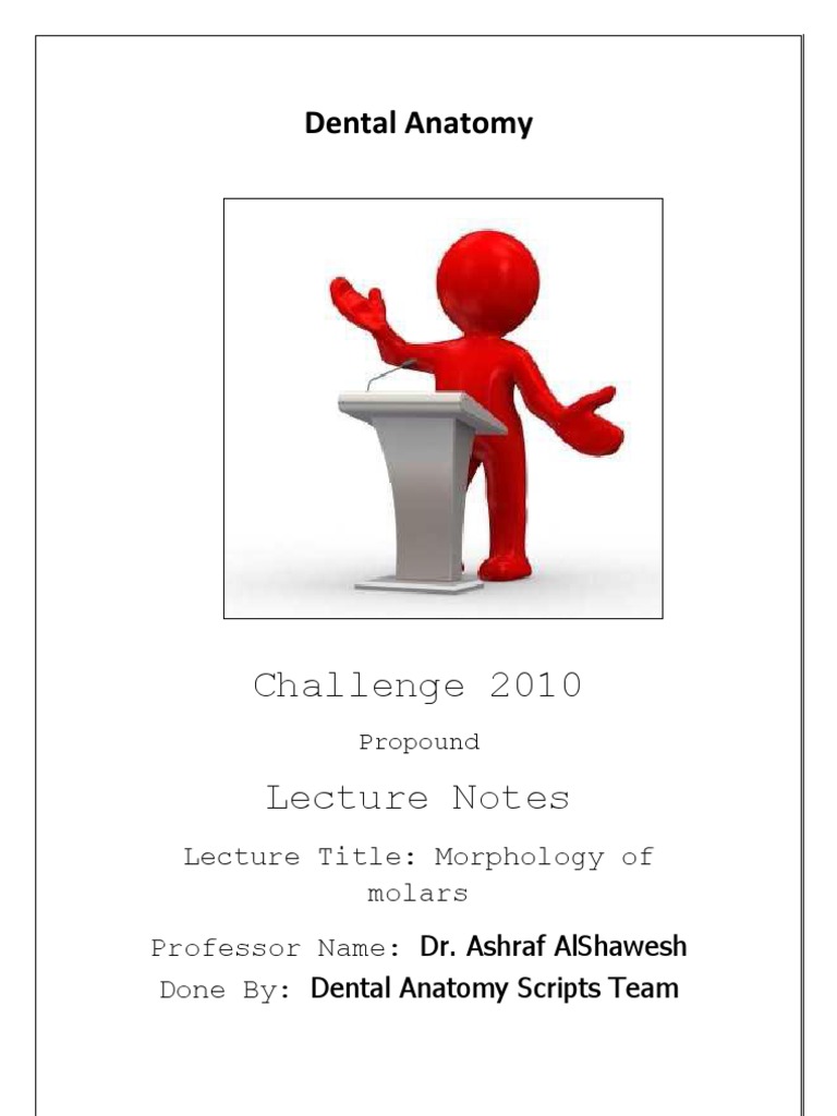 Dental Anatomy Script # 10 | PDF | Dental Anatomy | Tooth