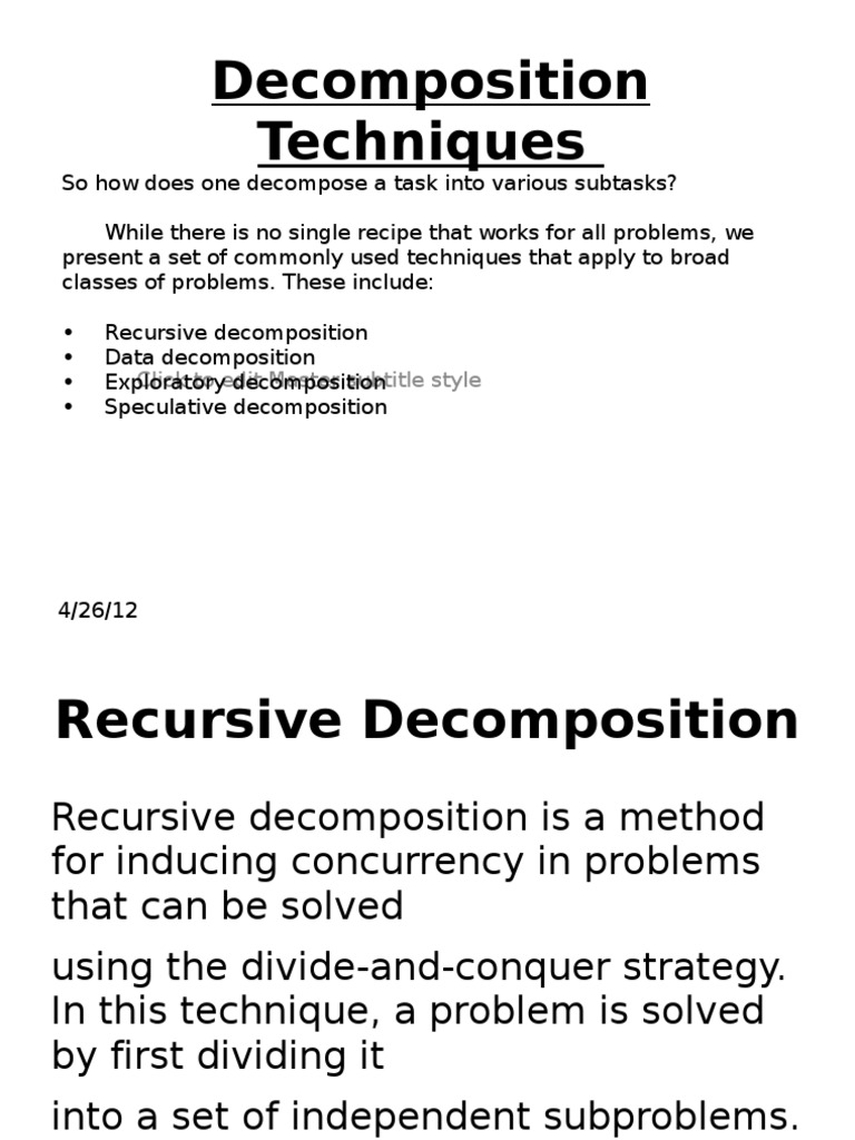 Decomposition Techniques: Click To Edit Master Subtitle Style | PDF ...