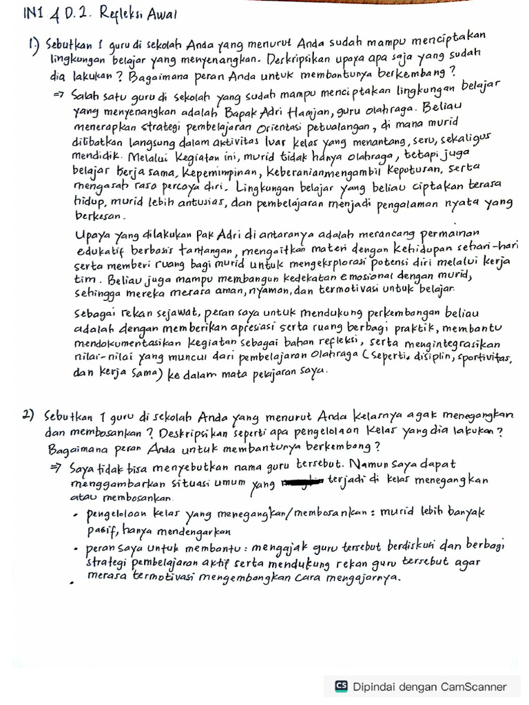 Tugas IN1.4.D.2. Refleksi Awal Di D.3 | PDF