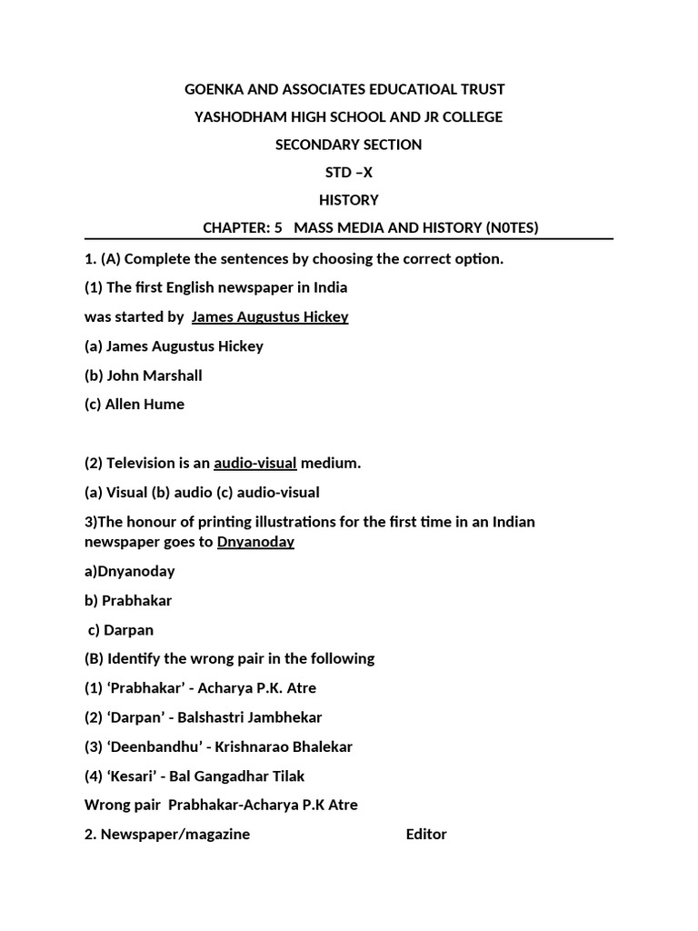 Dnyanoday and Indian Mass Media History | PDF | Mass Media | Newspapers