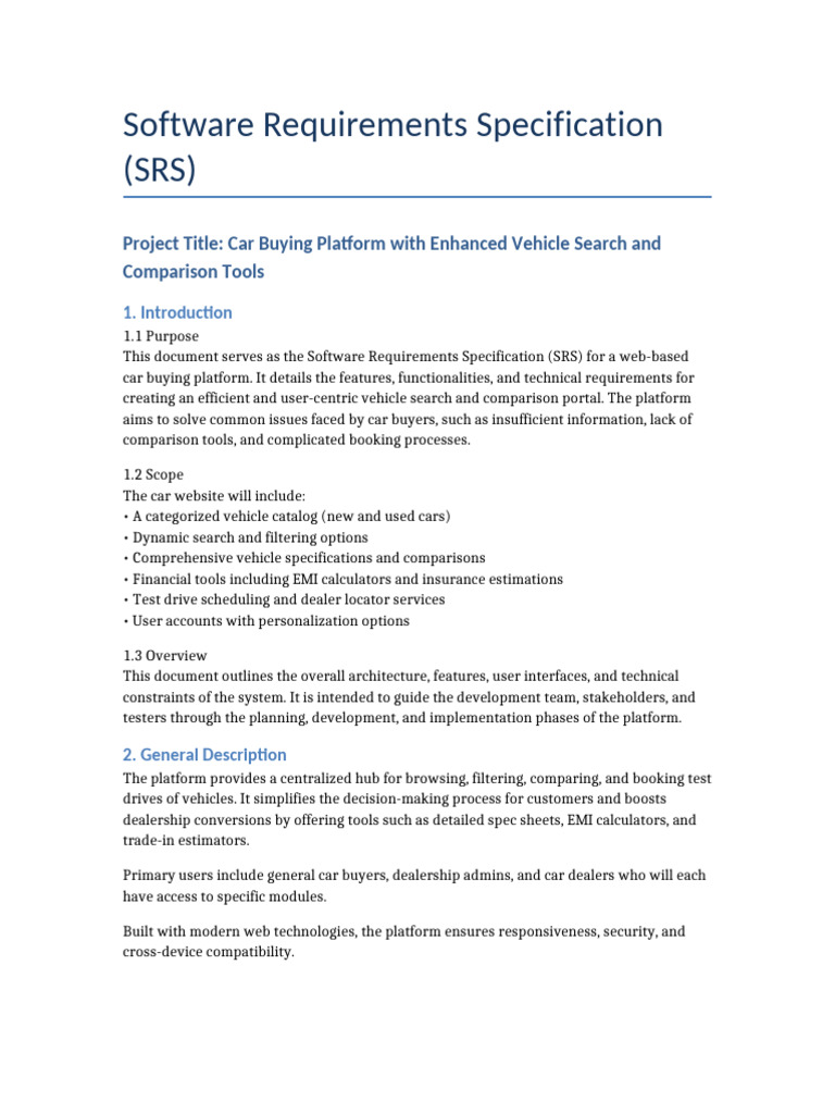 Car_Buying_Platform_SRS | PDF