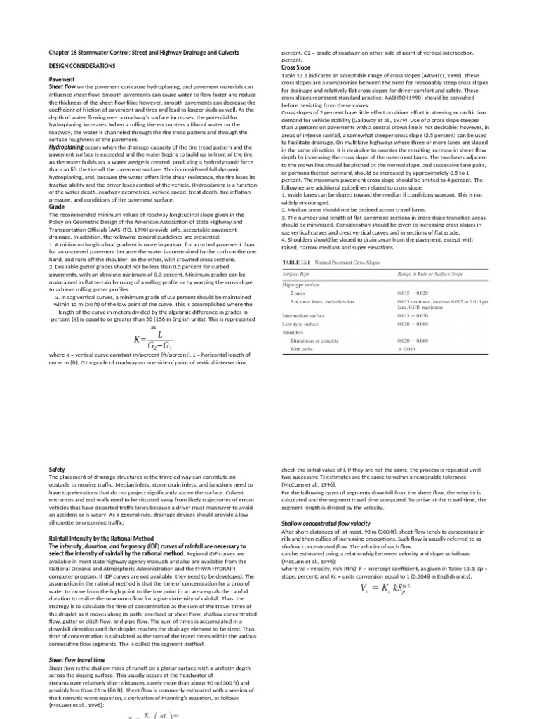 Chapter 16 Stormwater Control Street and Highway Drainage and Culverts Report | PDF | Storm ...