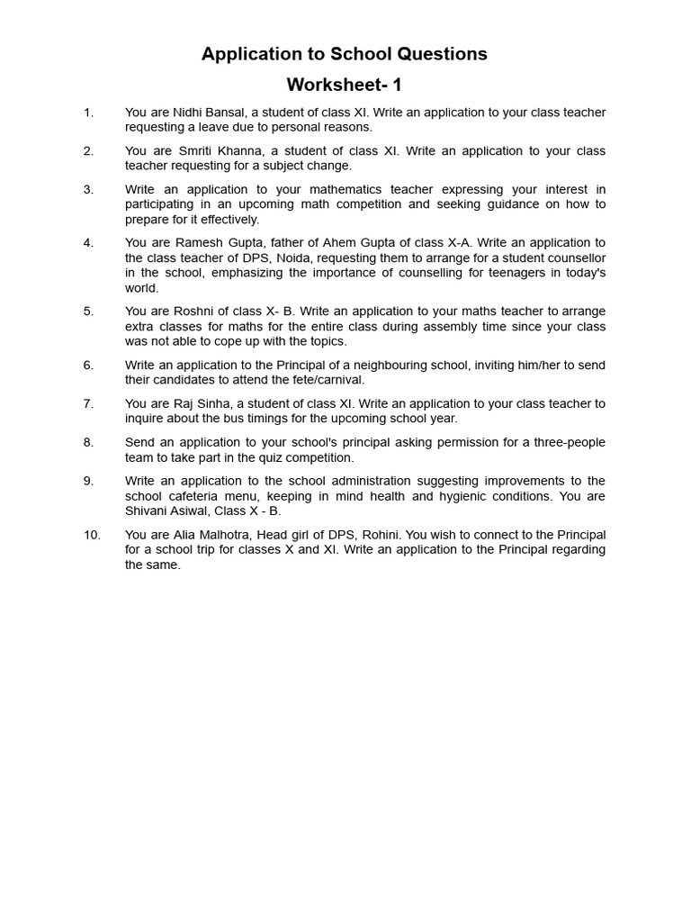 School Application Writing Prompts | PDF