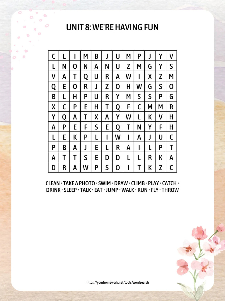Fun Activities Word Search Game | PDF