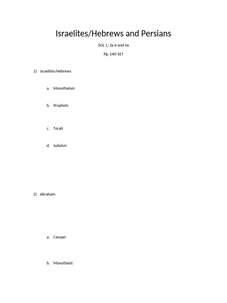Israelites, Persians, and Judaism Basics | PDF