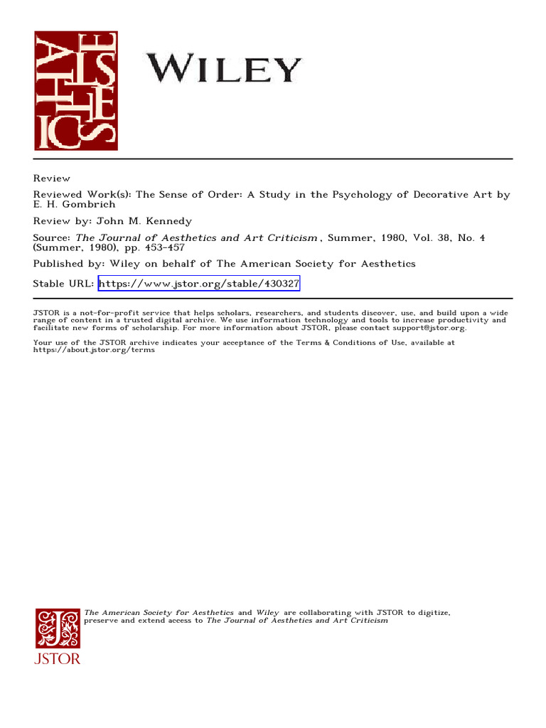 Ernst Gombrich The Sense of Order - A Study in The Psychology of Decorative Art | PDF ...