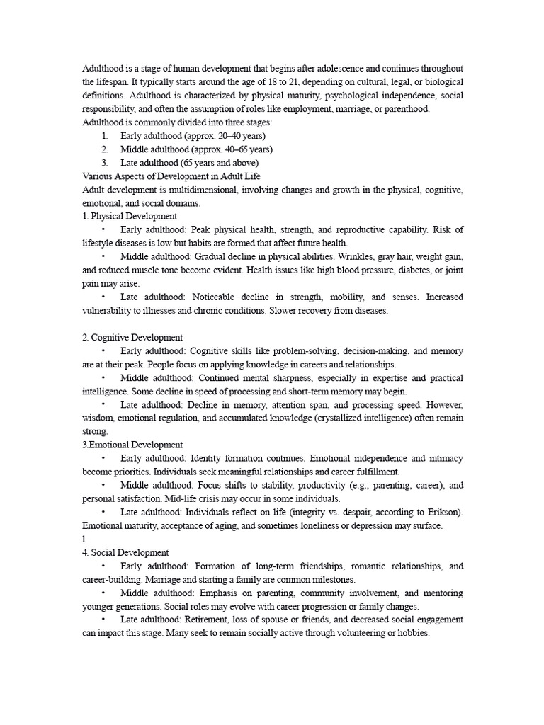 Stages of Adult Development Explained | PDF | Adults | Liberal Arts ...
