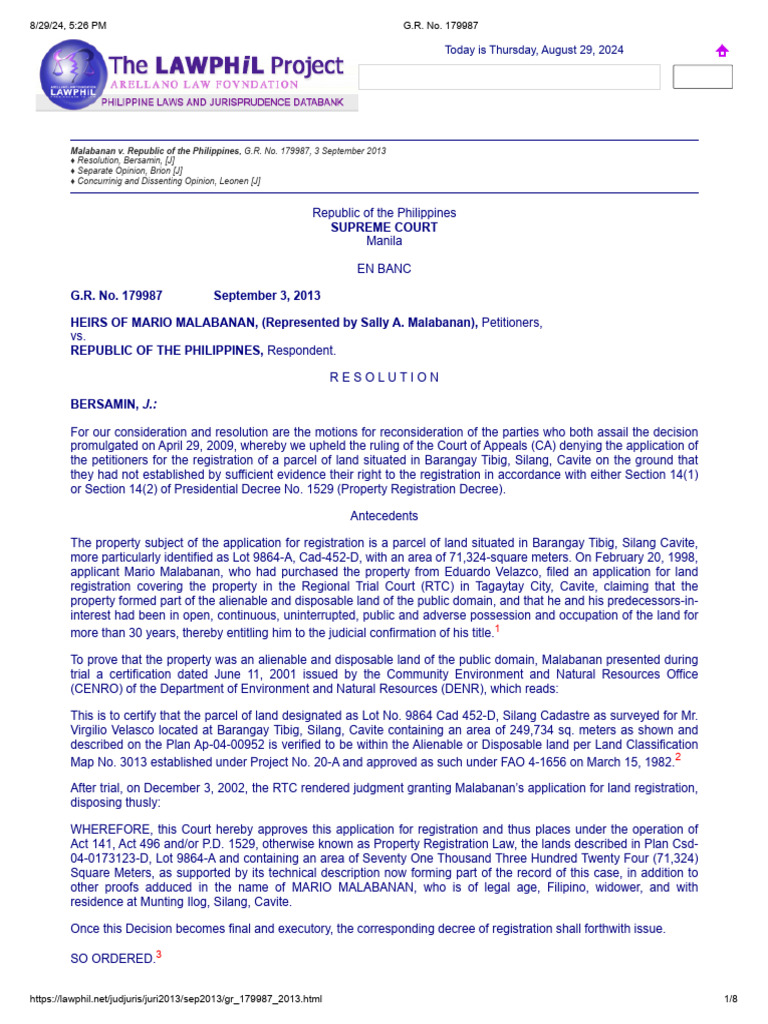 Malabanan v. Republic: Land Registration Case | PDF | Property | Common Law