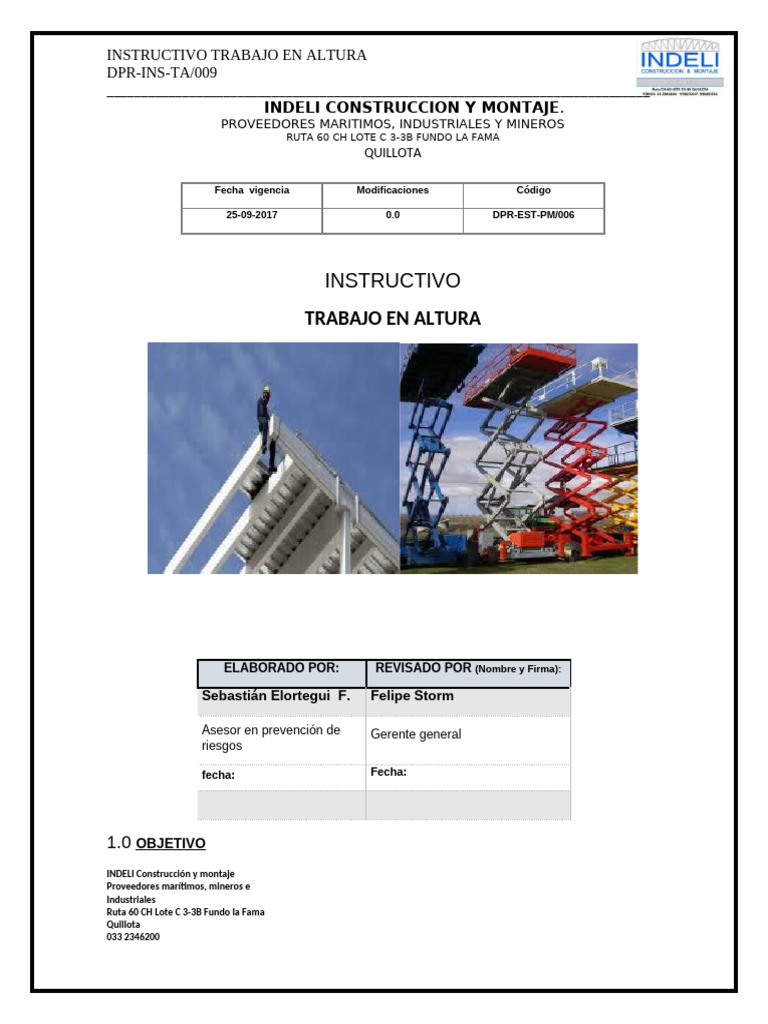 Instructivo Trabajo en Altura | PDF